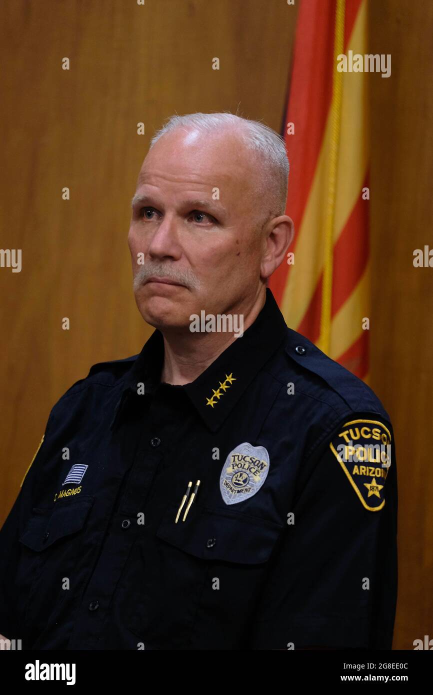 Tucson, Arizona, USA. 19th July, 2021. Tucson Police Chief Chris Magnus ...