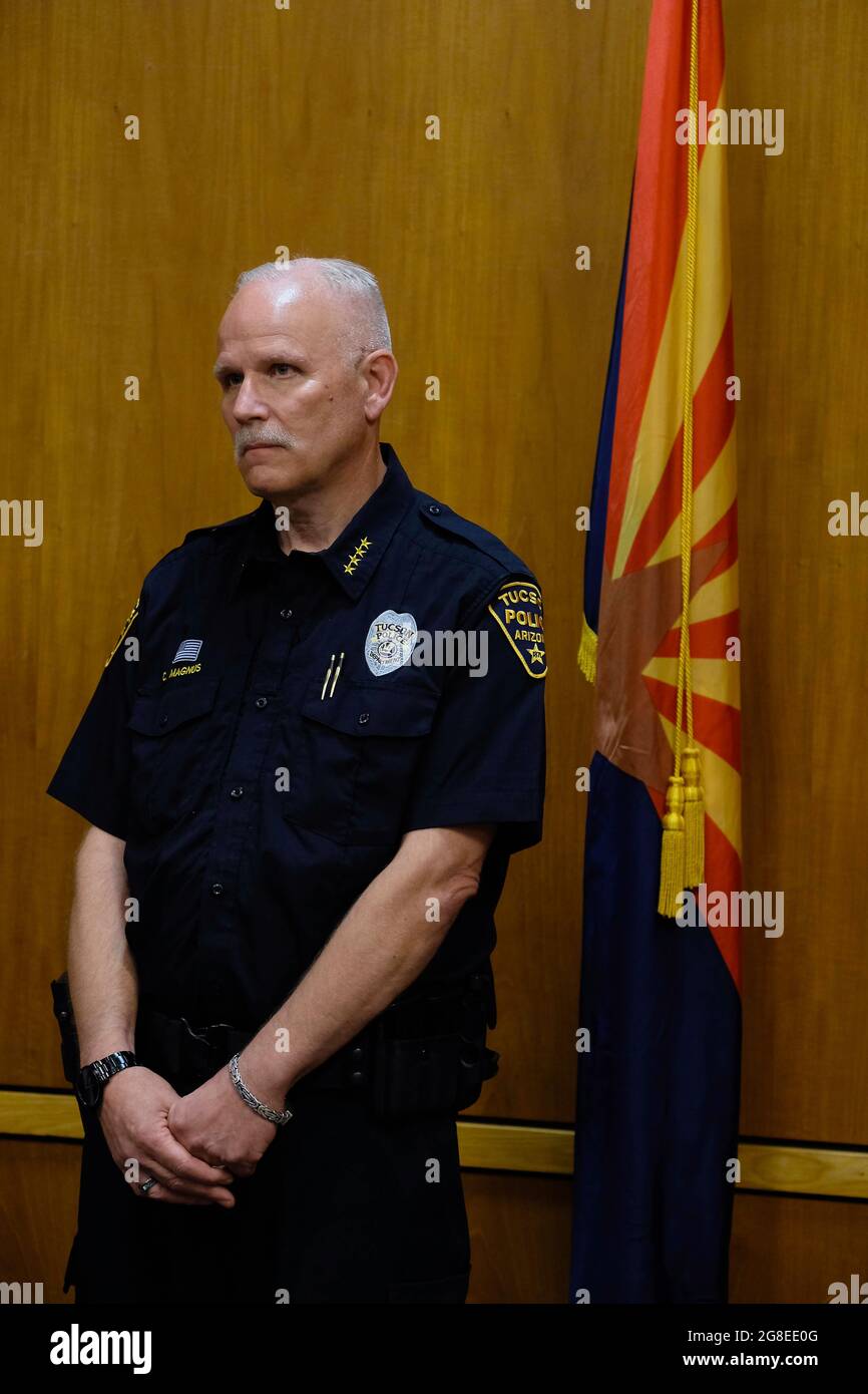 Tucson, Arizona, USA. 19th July, 2021. Tucson Police Chief Chris Magnus ...