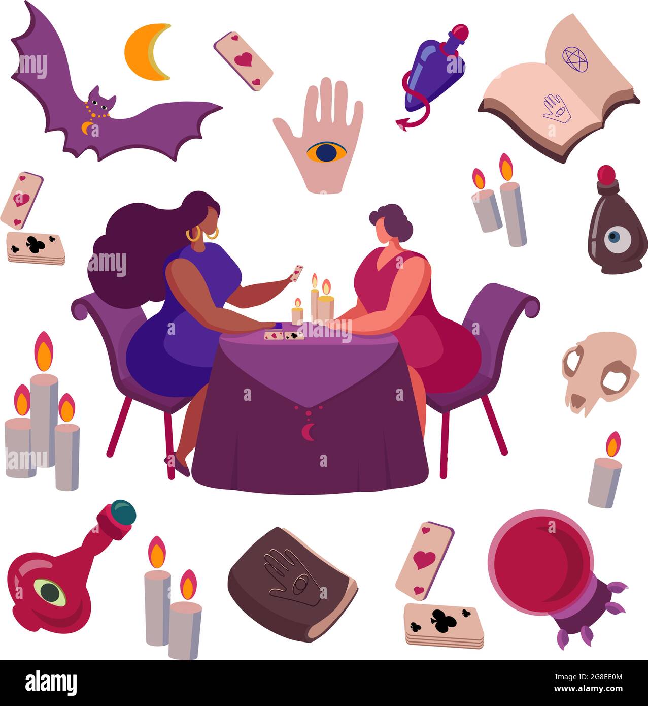 A mystical illustration demonstrating fortune-telling. Fortuneteller ...