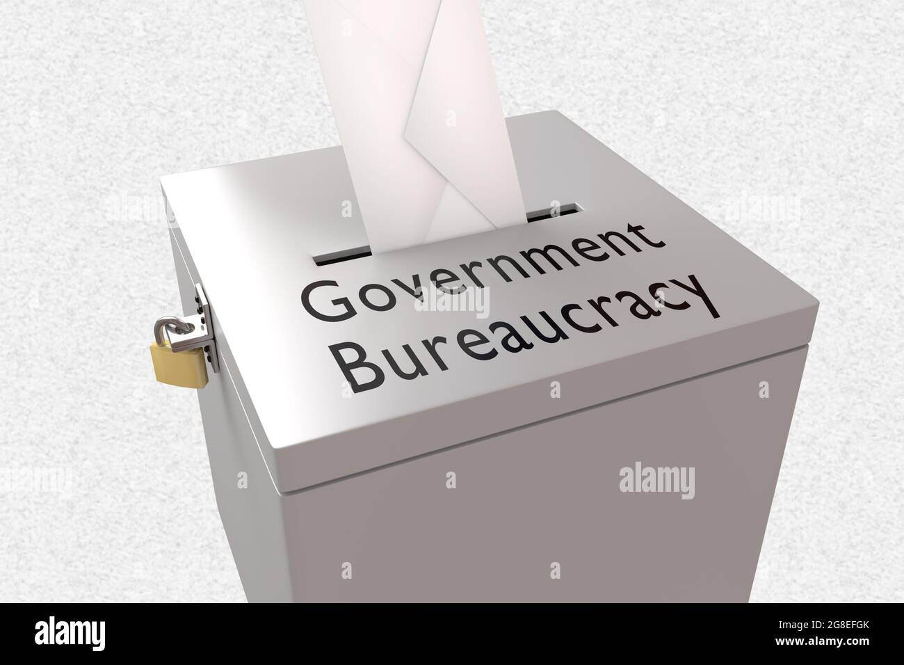 3d illustration of Government Bureaucracy title on ballot box, isolated ...