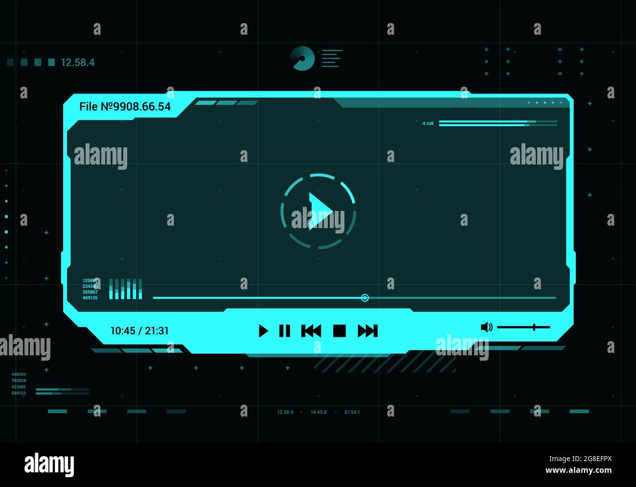 HUD video and sound player futuristic screen interface. Future ...