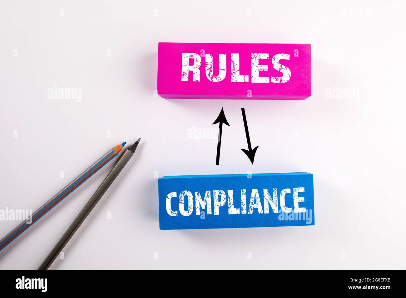 Compliance and Rules concept. Colored blocks on a white background ...