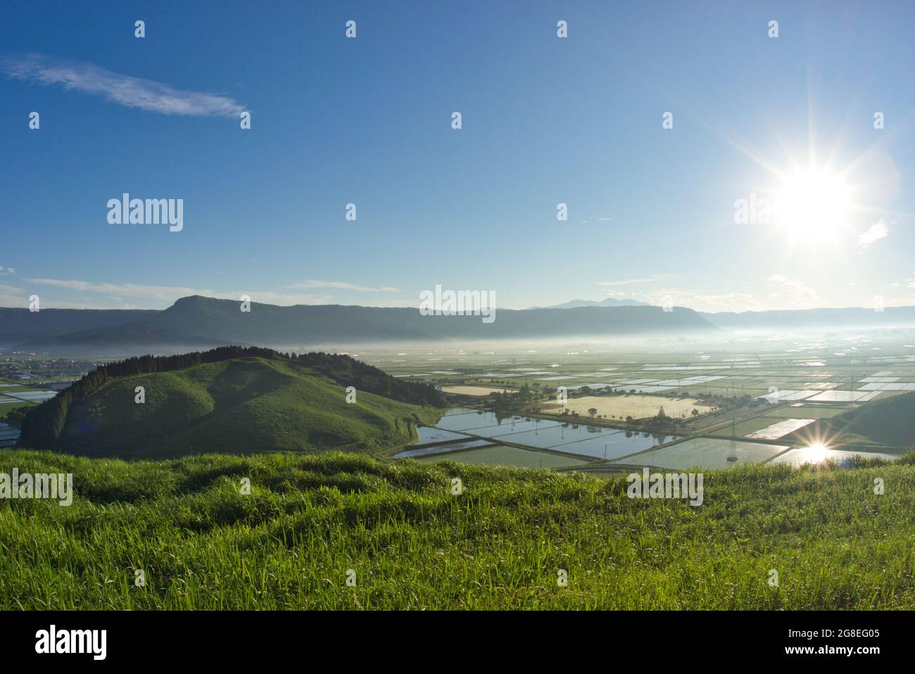 Rice Paddy in Caldera of Mt. Aso, Kumamoto Prefecture, Japan Stock ...