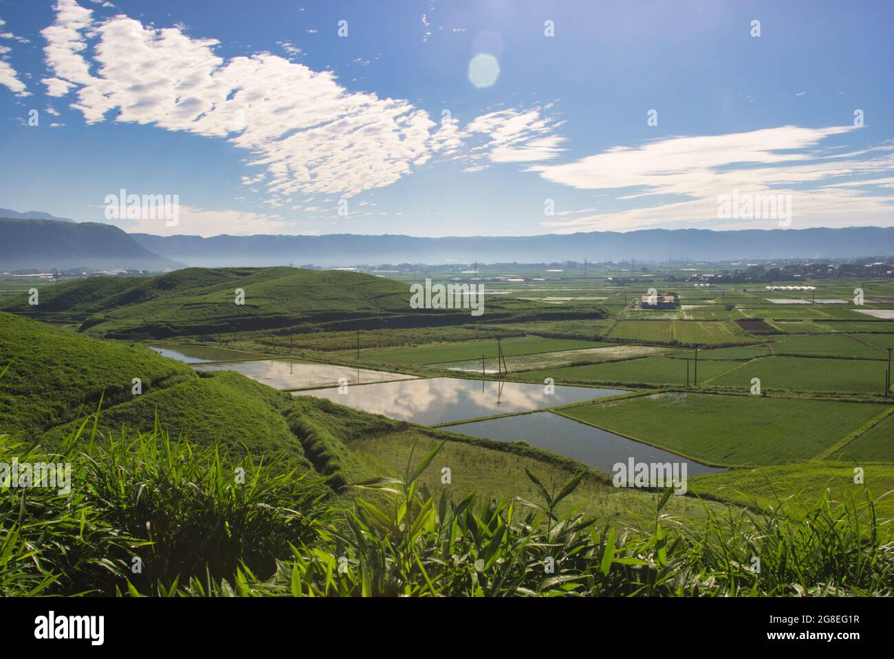Rice Paddy in Caldera of Mt. Aso, Kumamoto Prefecture, Japan Stock ...
