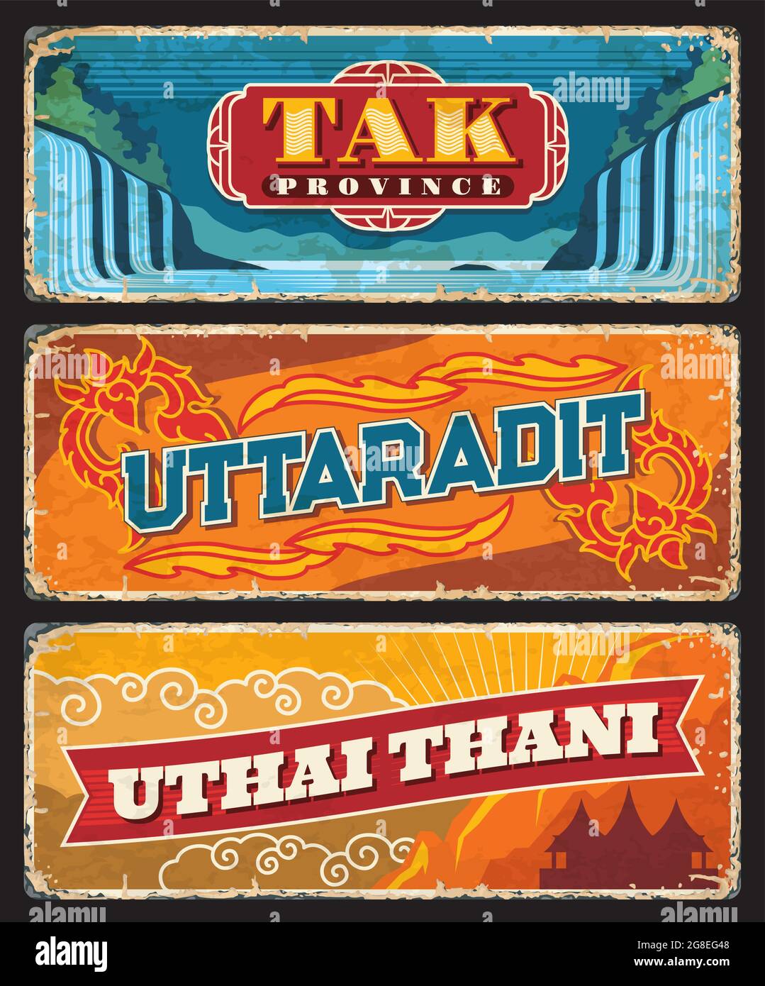 Tak, Uttaradit and Uthai Thani provinces of Thailand vector plates ...