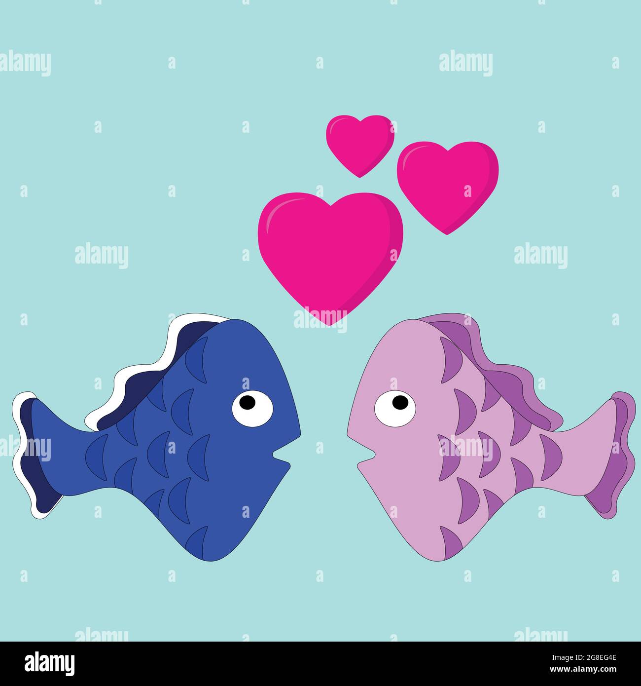 Cute Fish In Love Clipart