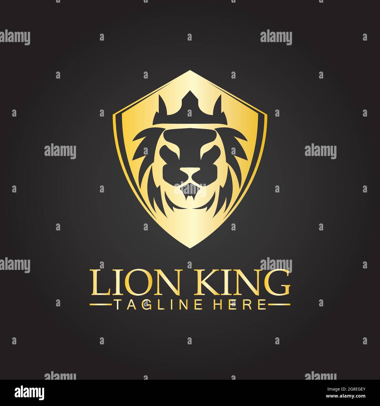 Lion King logo vector illustration design.gold lion king head sign ...