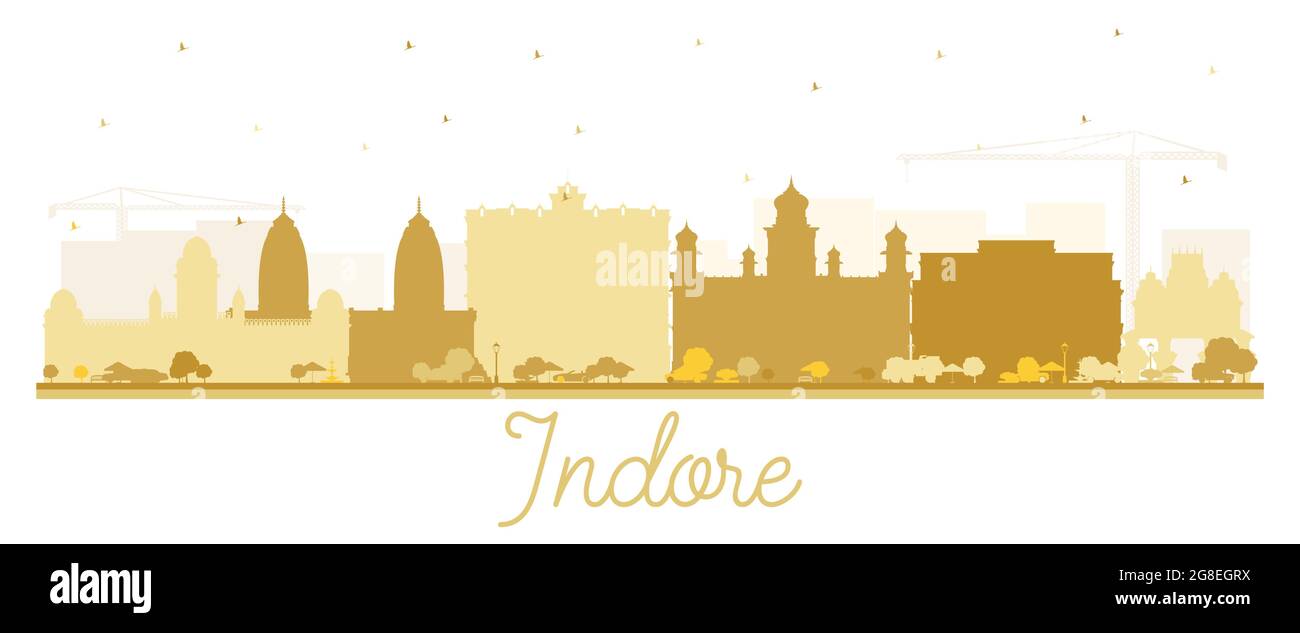 Indore India City Skyline Silhouette with Golden Buildings Isolated on ...