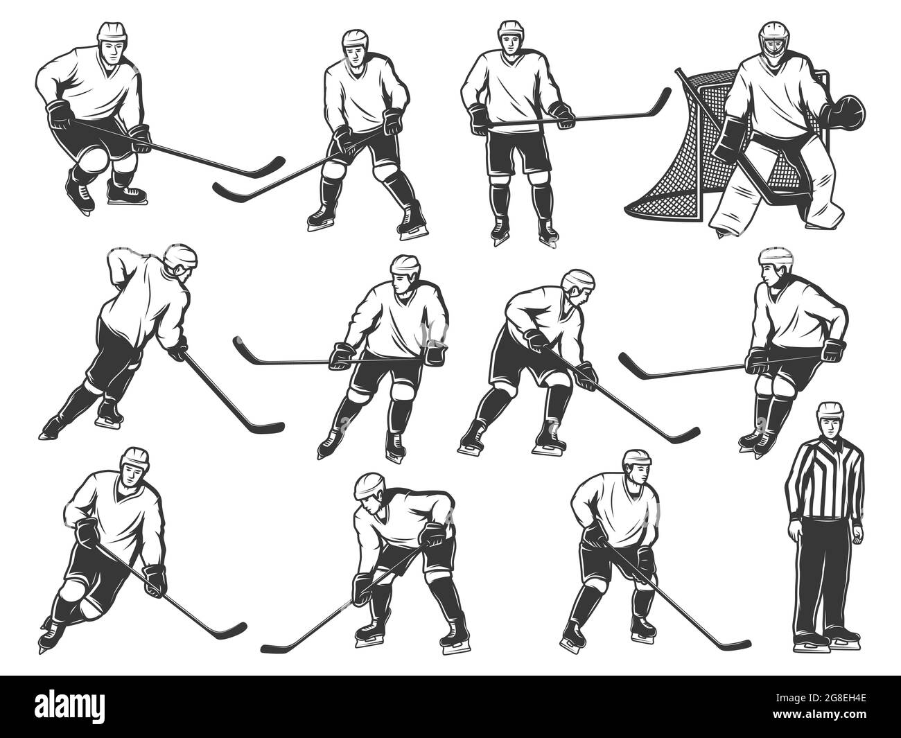 Ice hockey players vector set of isolated sport team players and ...
