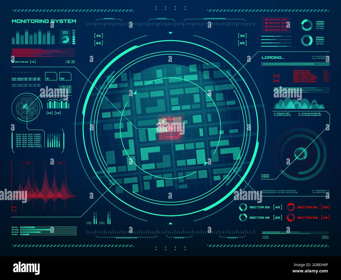 HUD security monitoring system technology. Secret service, police or ...
