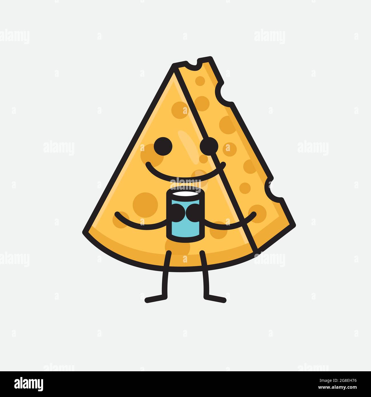 Vector Illustration of Cheese Character with cute face and simple body ...