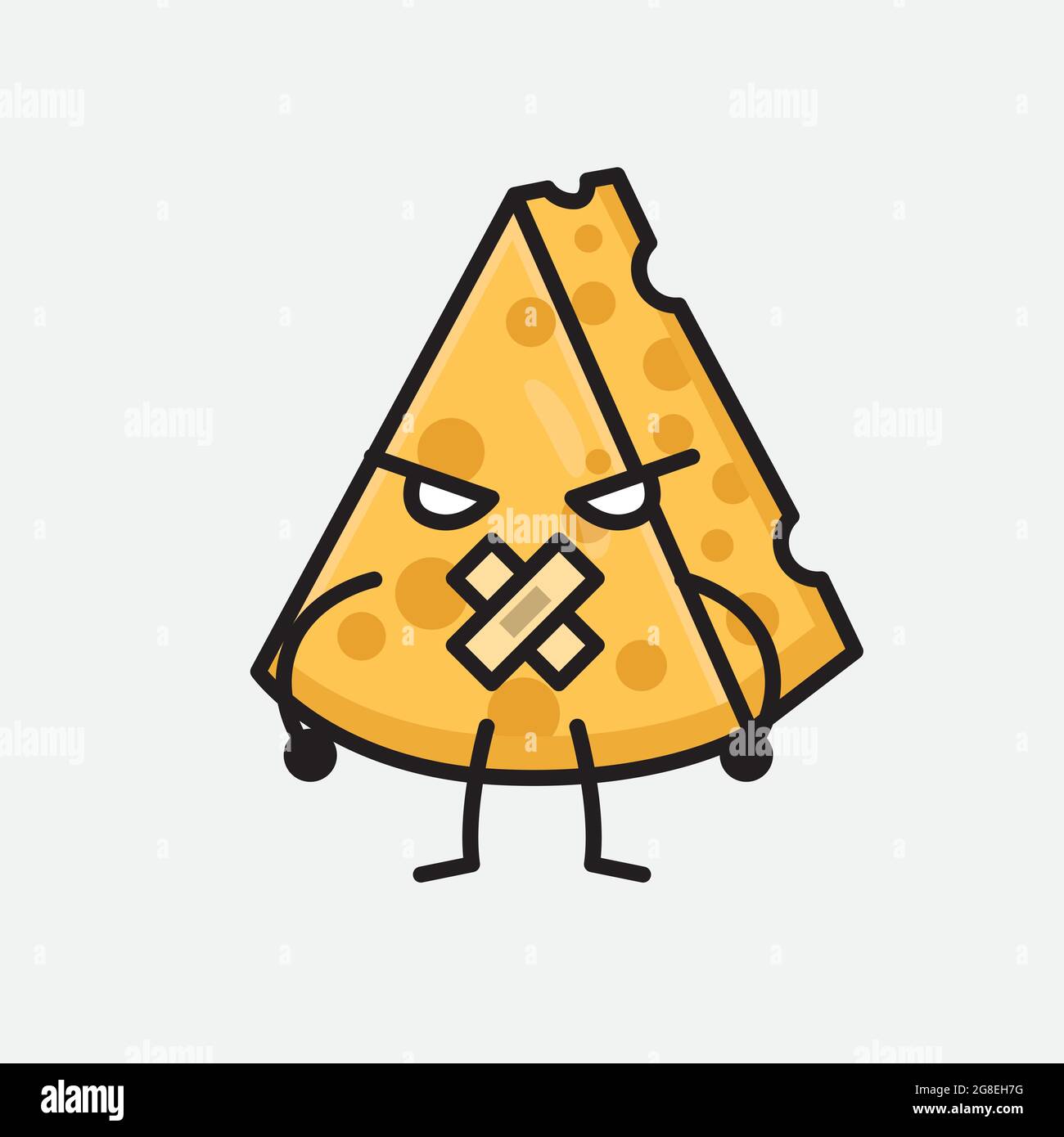 Vector Illustration of Cheese Character with cute face and simple body ...