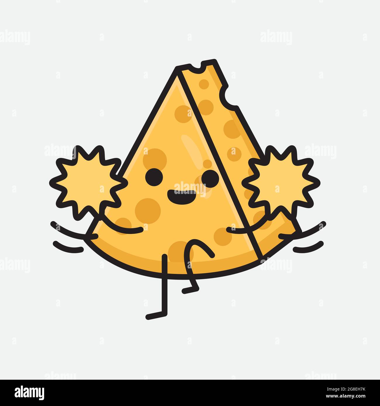 Vector Illustration of Cheese Character with cute face and simple body ...