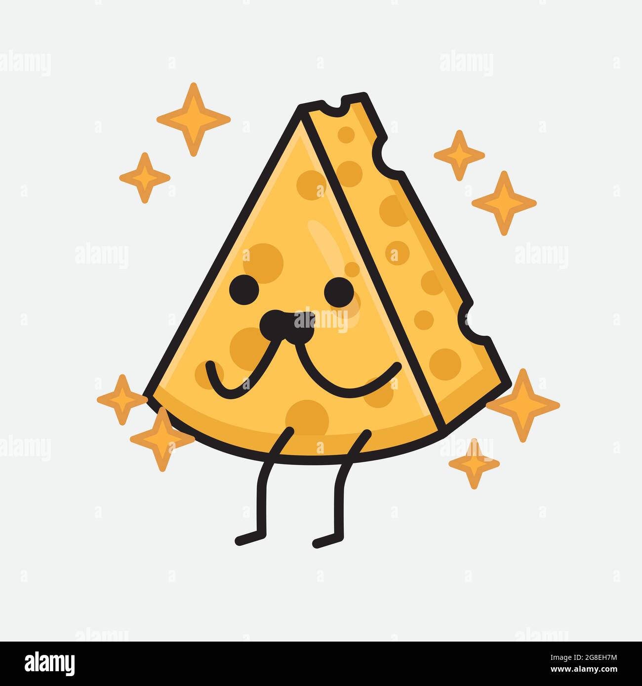 Vector Illustration of Cheese Character with cute face and simple body ...