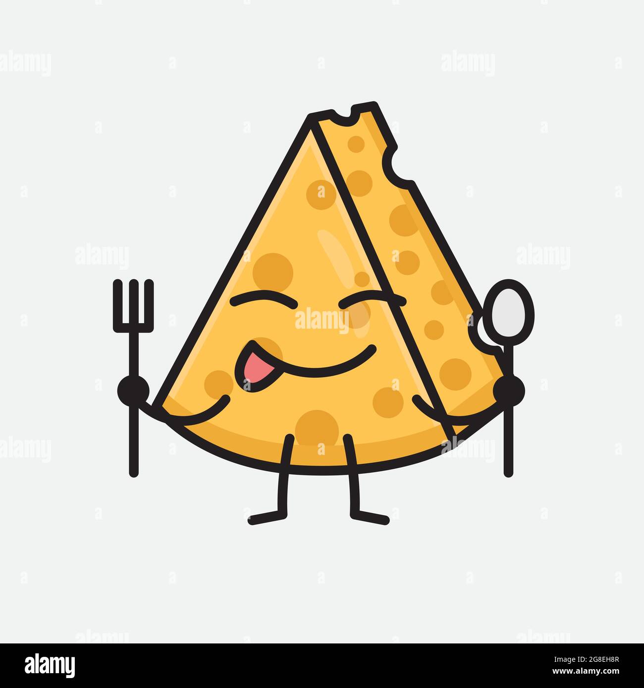 Vector Illustration of Cheese Character with cute face and simple body ...