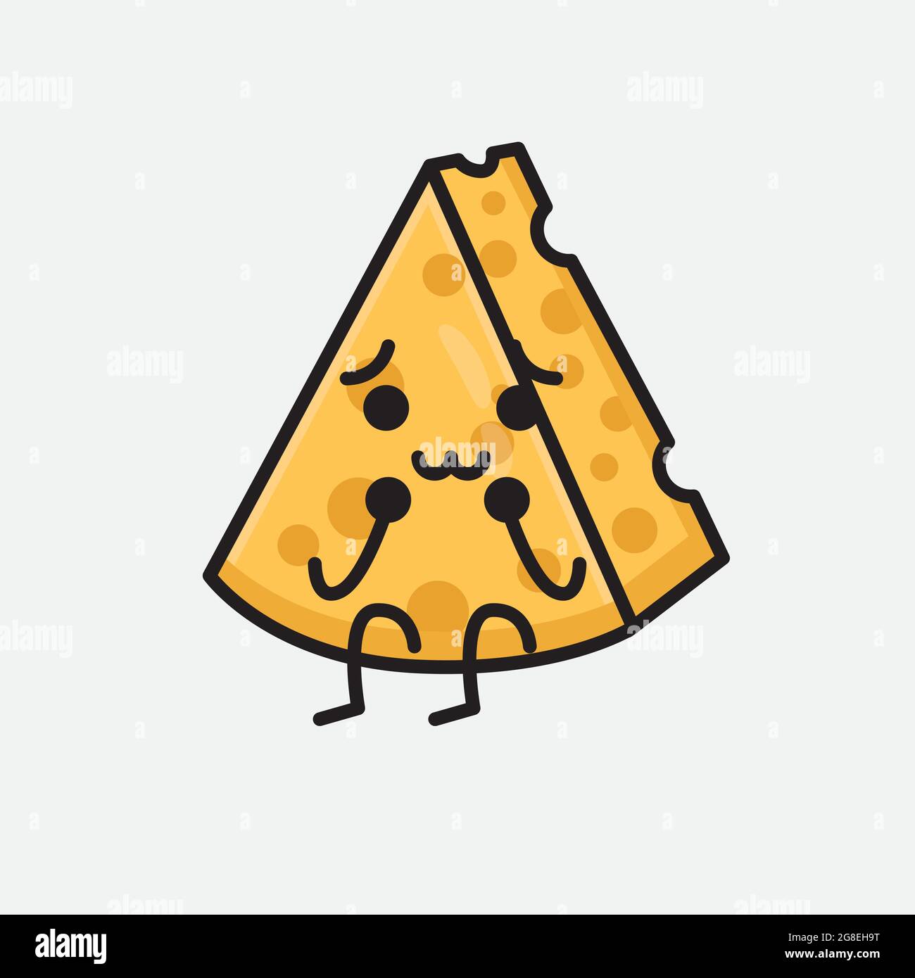 Vector Illustration of Cheese Character with cute face and simple body ...