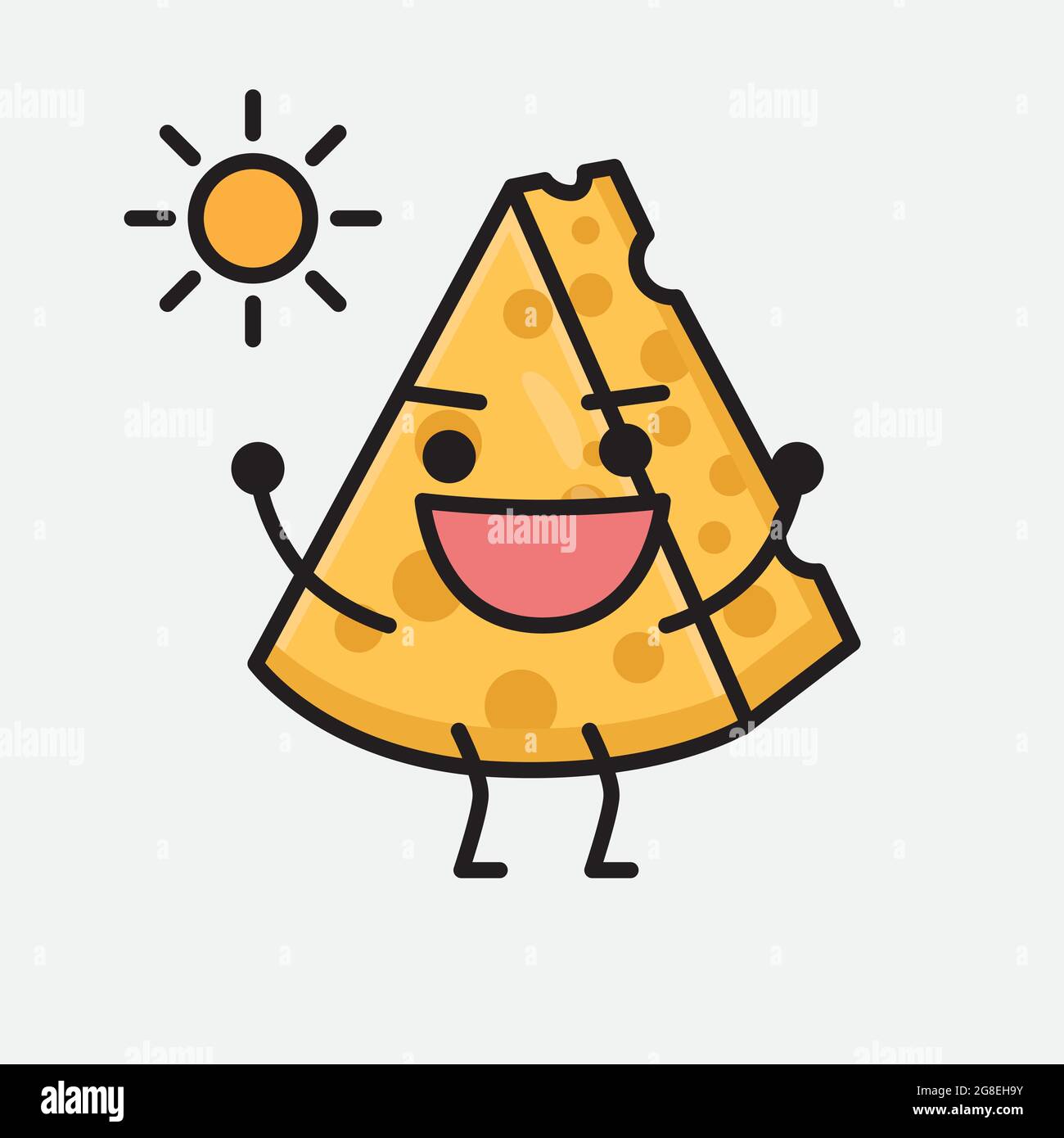 Vector Illustration of Cheese Character with cute face and simple body ...