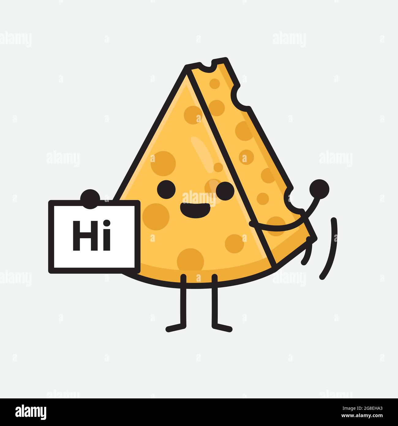 Vector Illustration of Cheese Character with cute face and simple body ...