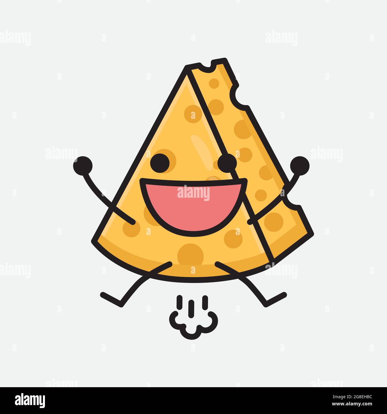 Vector Illustration of Cheese Character with cute face and simple body ...