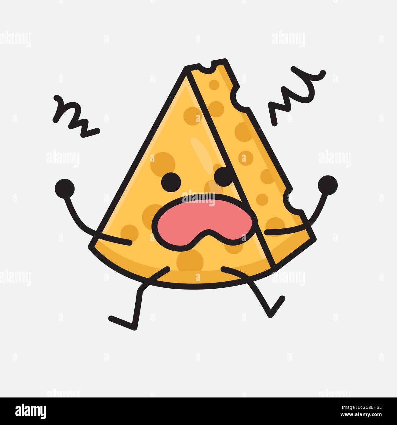 Vector Illustration of Cheese Character with cute face and simple body ...