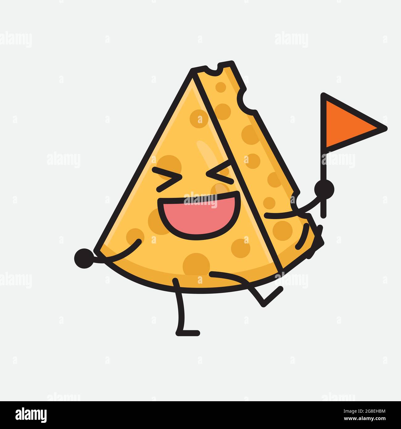 Vector Illustration of Cheese Character with cute face and simple body ...
