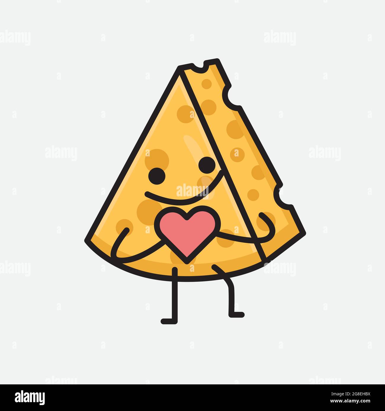 Vector Illustration of Cheese Character with cute face and simple body ...