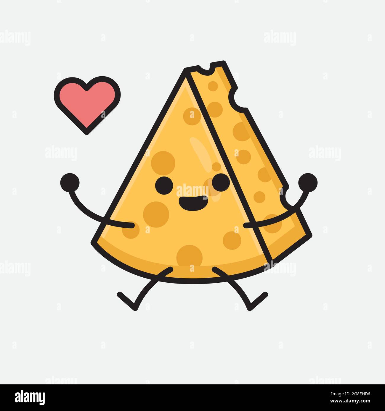 Vector Illustration of Cheese Character with cute face and simple body ...