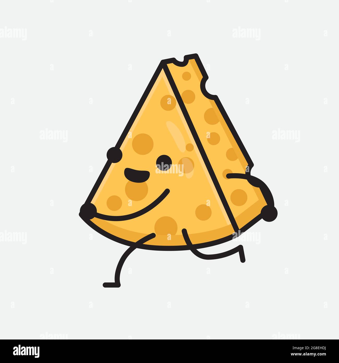 Vector Illustration of Cheese Character with cute face and simple body ...