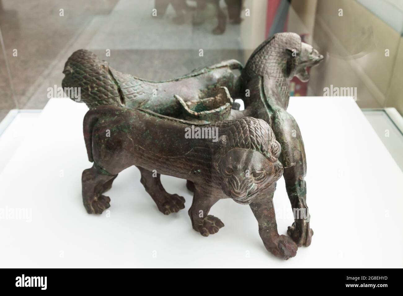 Massive bronze stand, triangle formation by lions, from Persepolis ...