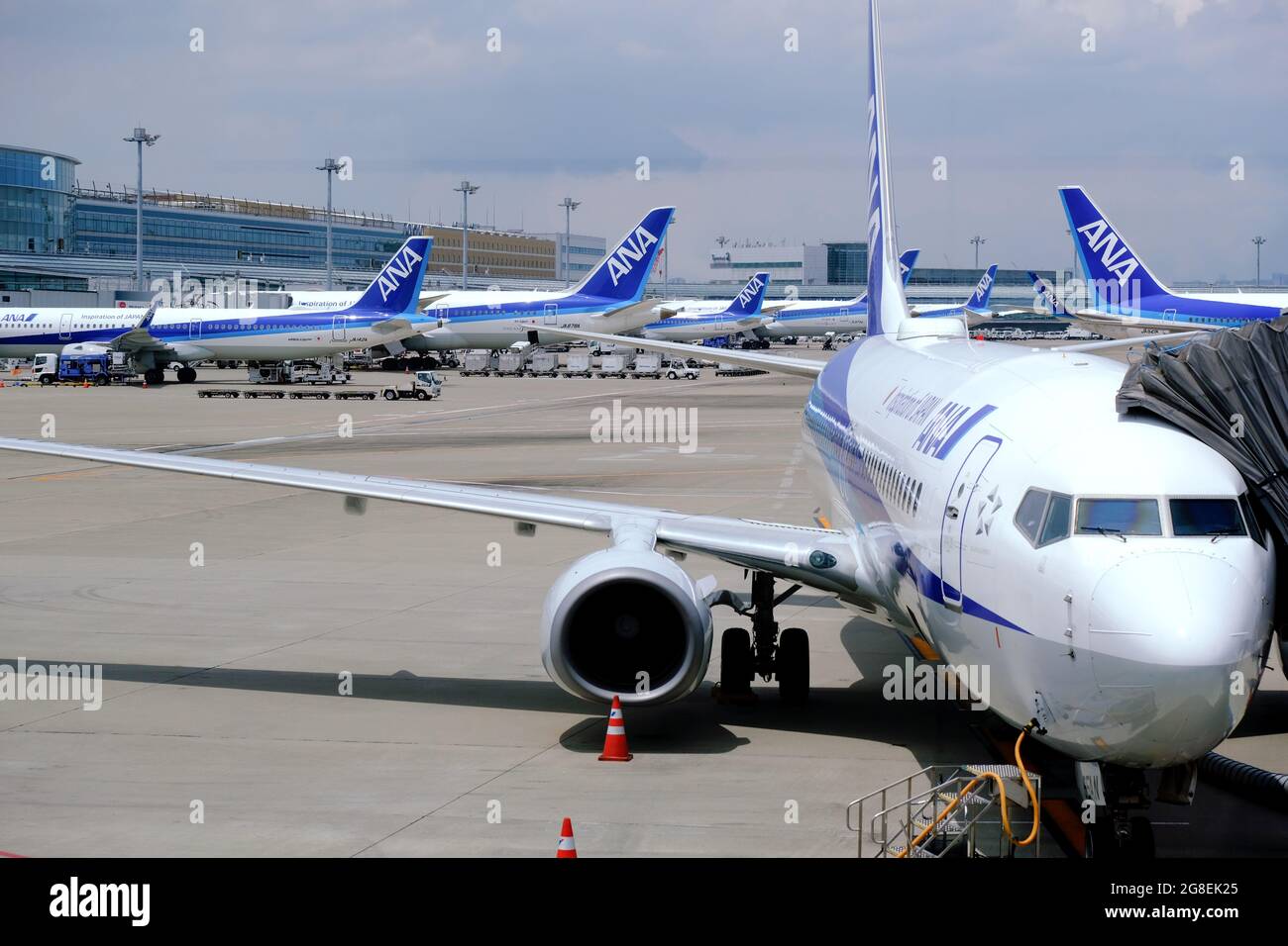 Tokyo, Japan. 15th July, 2021. All Nippon Airways (ANA) airplanes seen ...