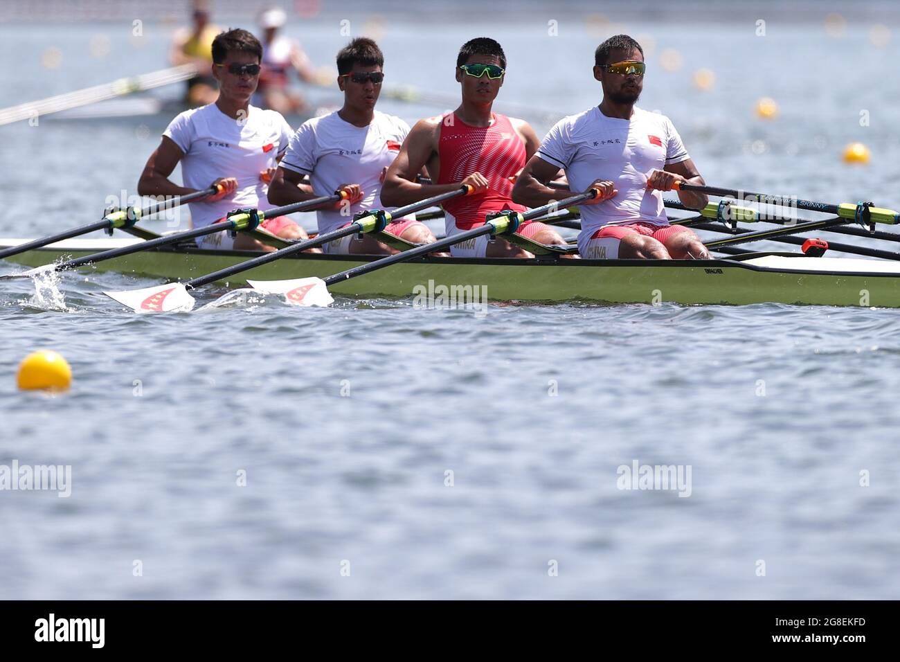 Tokyo, Japan. 20th July, 2021. Members of Chinese men's quadruple ...