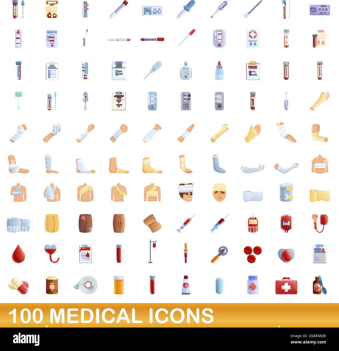 100 medical icons set. Cartoon illustration of 100 medical icons vector ...
