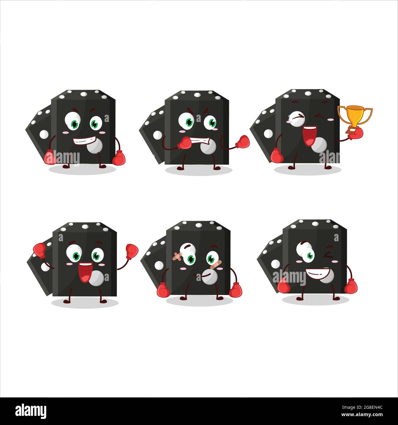 A sporty black dice new boxing athlete cartoon mascot design. Vector ...