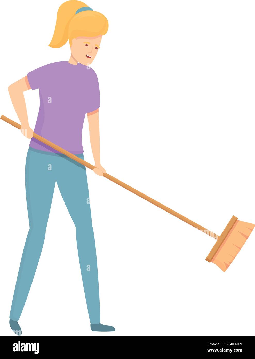 Cleaning brush icon cartoon vector. Housewife mom. Woman housework ...