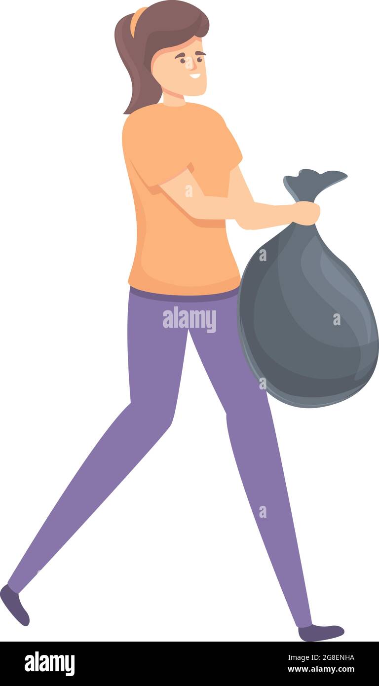 Housewife garbage bag icon cartoon vector. Mom kitchen. House housework ...