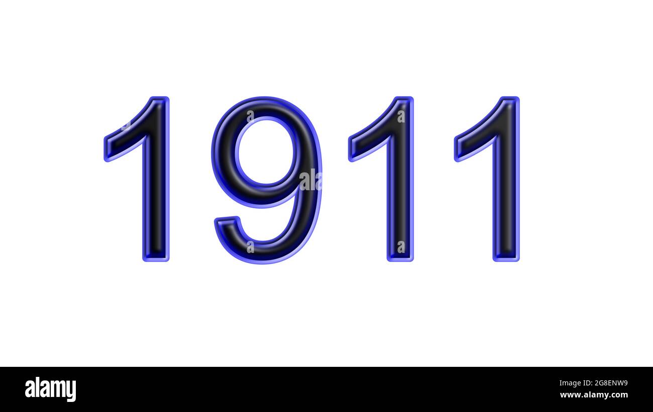 blue 1911 number 3d effect white background Stock Photo - Alamy