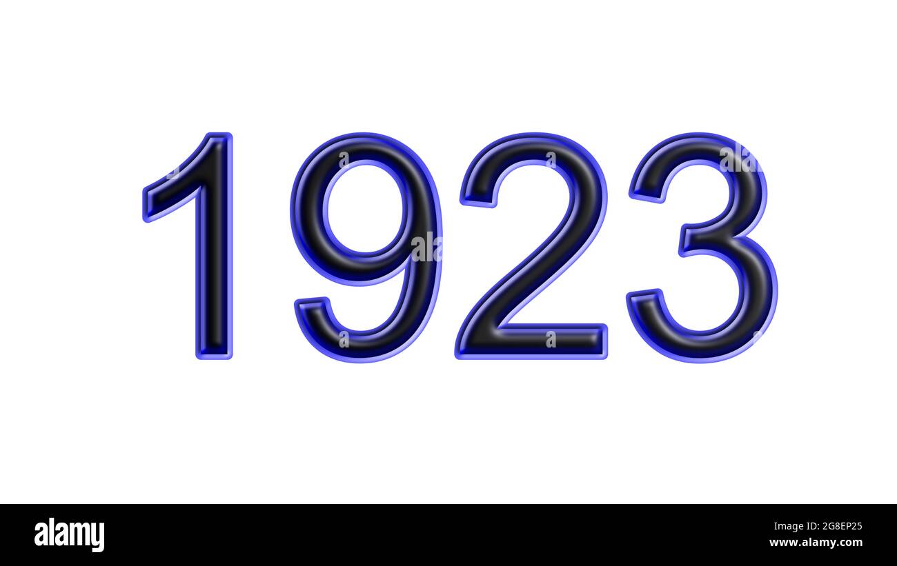 blue 1923 number 3d effect white background Stock Photo - Alamy