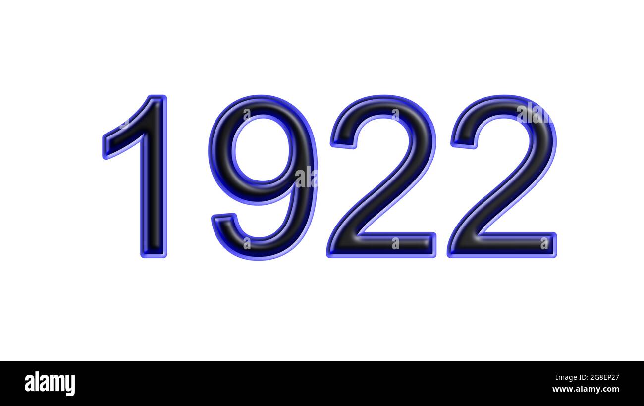 blue 1922 number 3d effect white background Stock Photo - Alamy