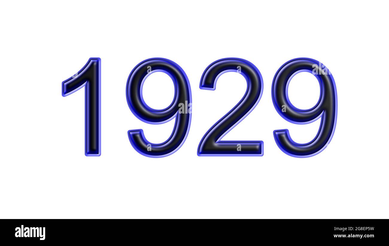 blue 1929 number 3d effect white background Stock Photo - Alamy