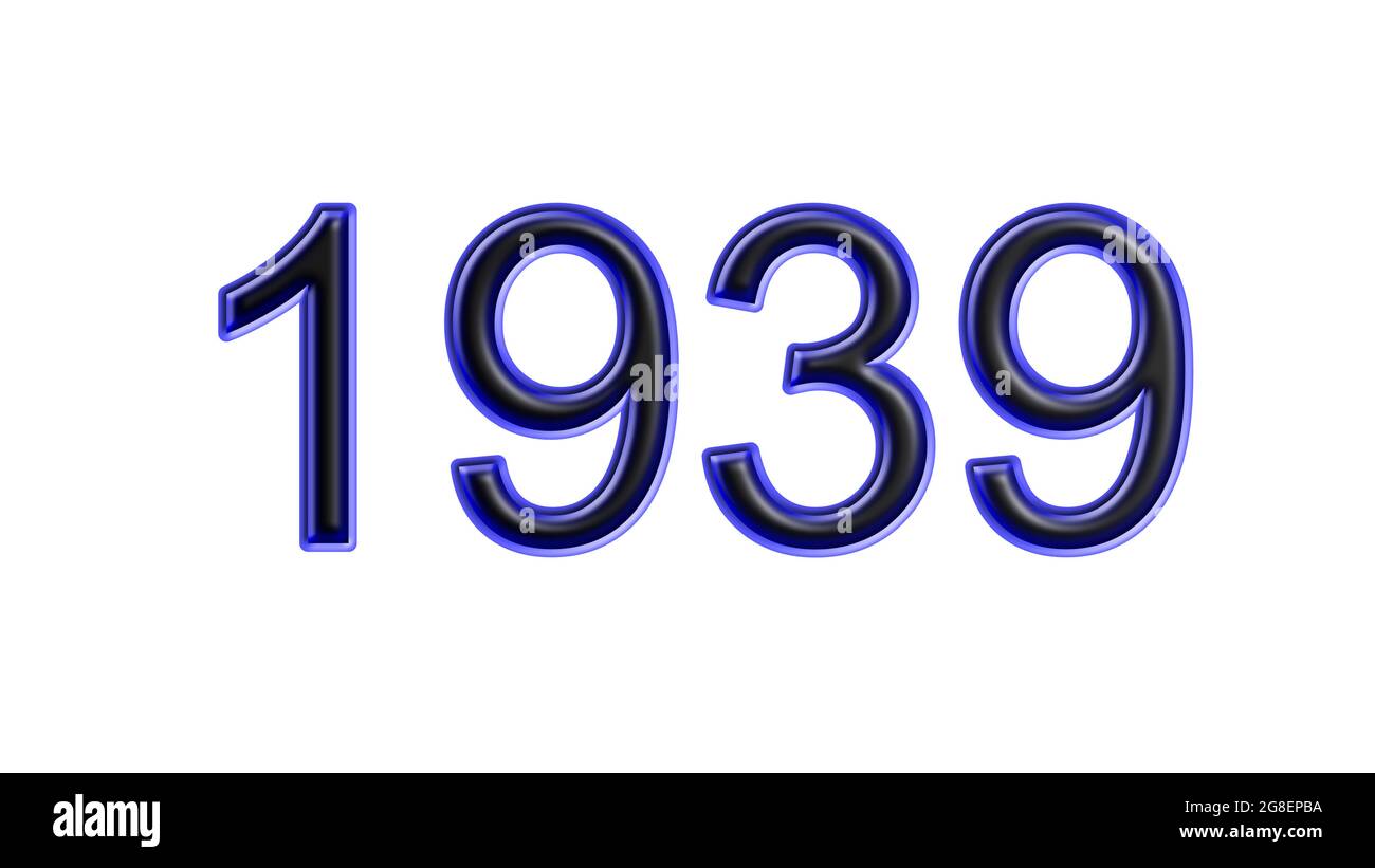 blue 1939 number 3d effect white background Stock Photo - Alamy