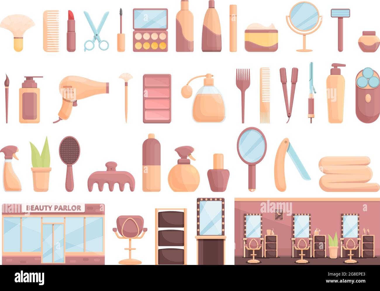 Beauty parlor icons set cartoon vector. Makeup artist. Bridal care ...