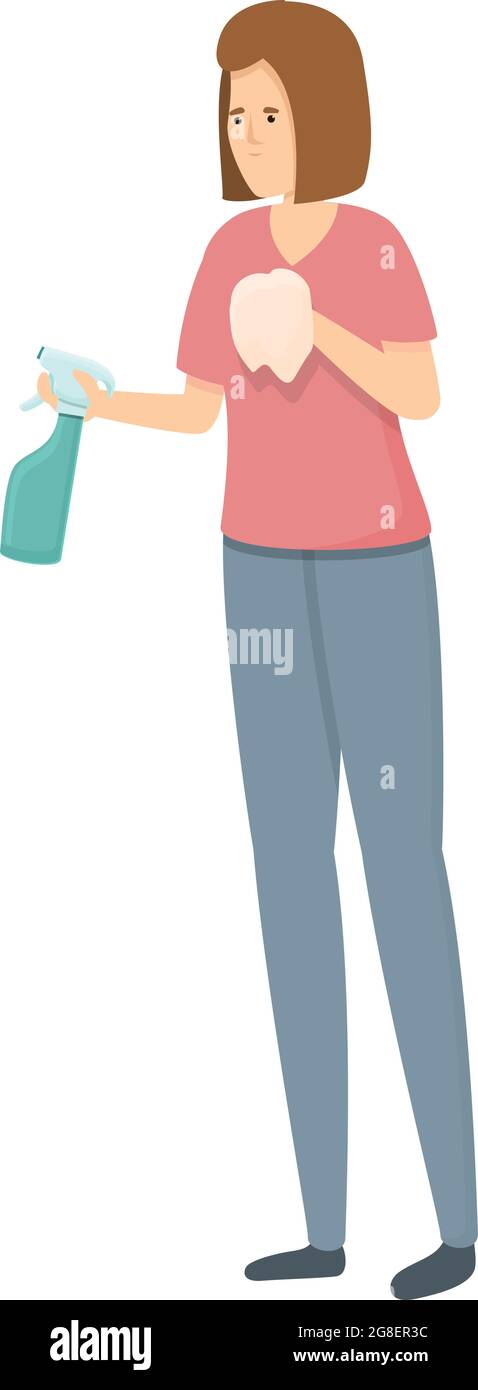 Kitchen cleaning icon cartoon vector. Housewife mom. Clean household ...