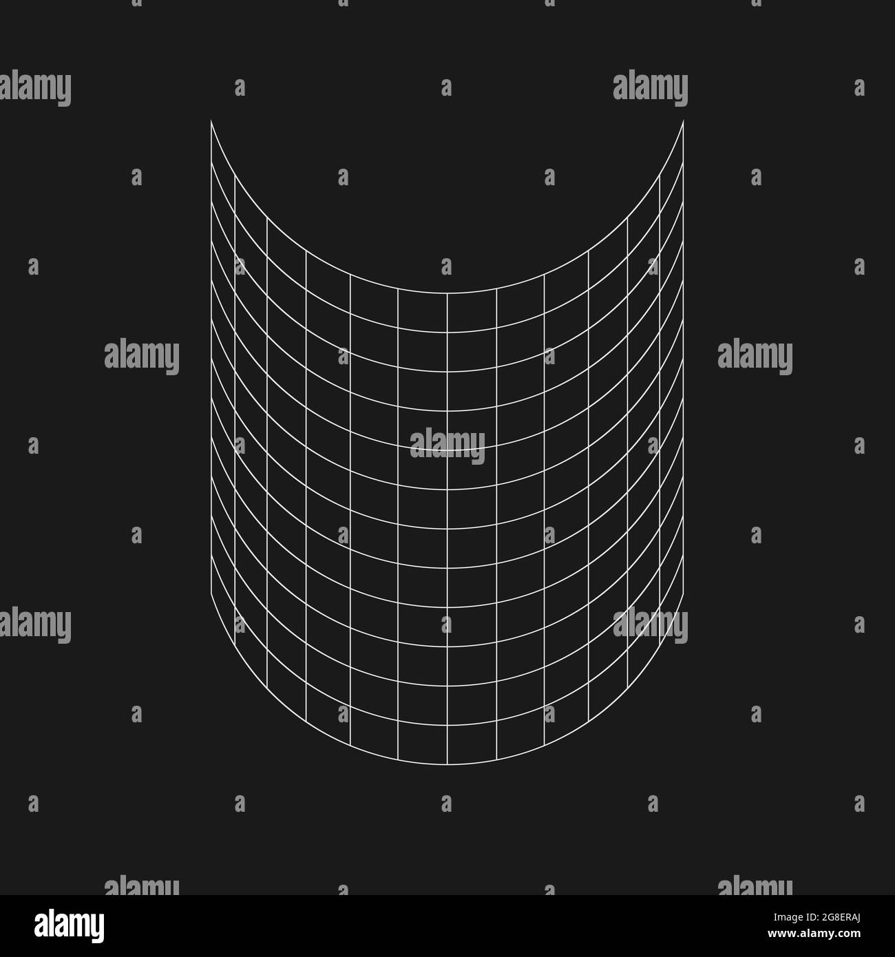 Retro Futuristic half cylinder grid. Cyber design element. Grid in ...