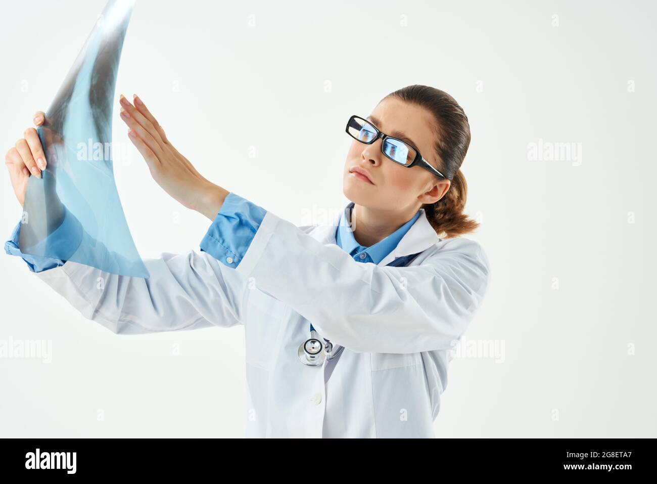 medical worker tengin snapshot examination patient hospital Stock Photo ...