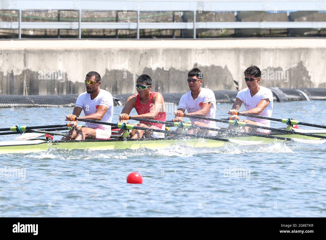 Tokyo, Japan. 20th July, 2021. Members of Chinese men's quadruple ...