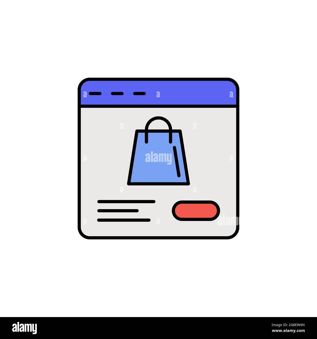 E-commerce web site, page, package, button color vector icon Stock ...