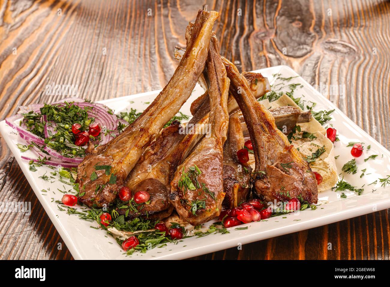 Grilled rack of lamb barbeque shashlik Stock Photo - Alamy