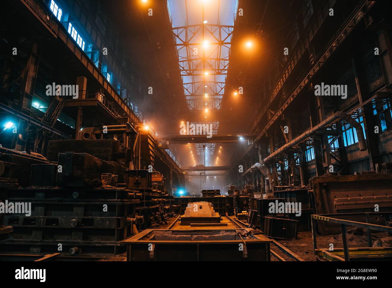 Foundry workshop interior. Typical metallurgical plant. Heavy industry ...