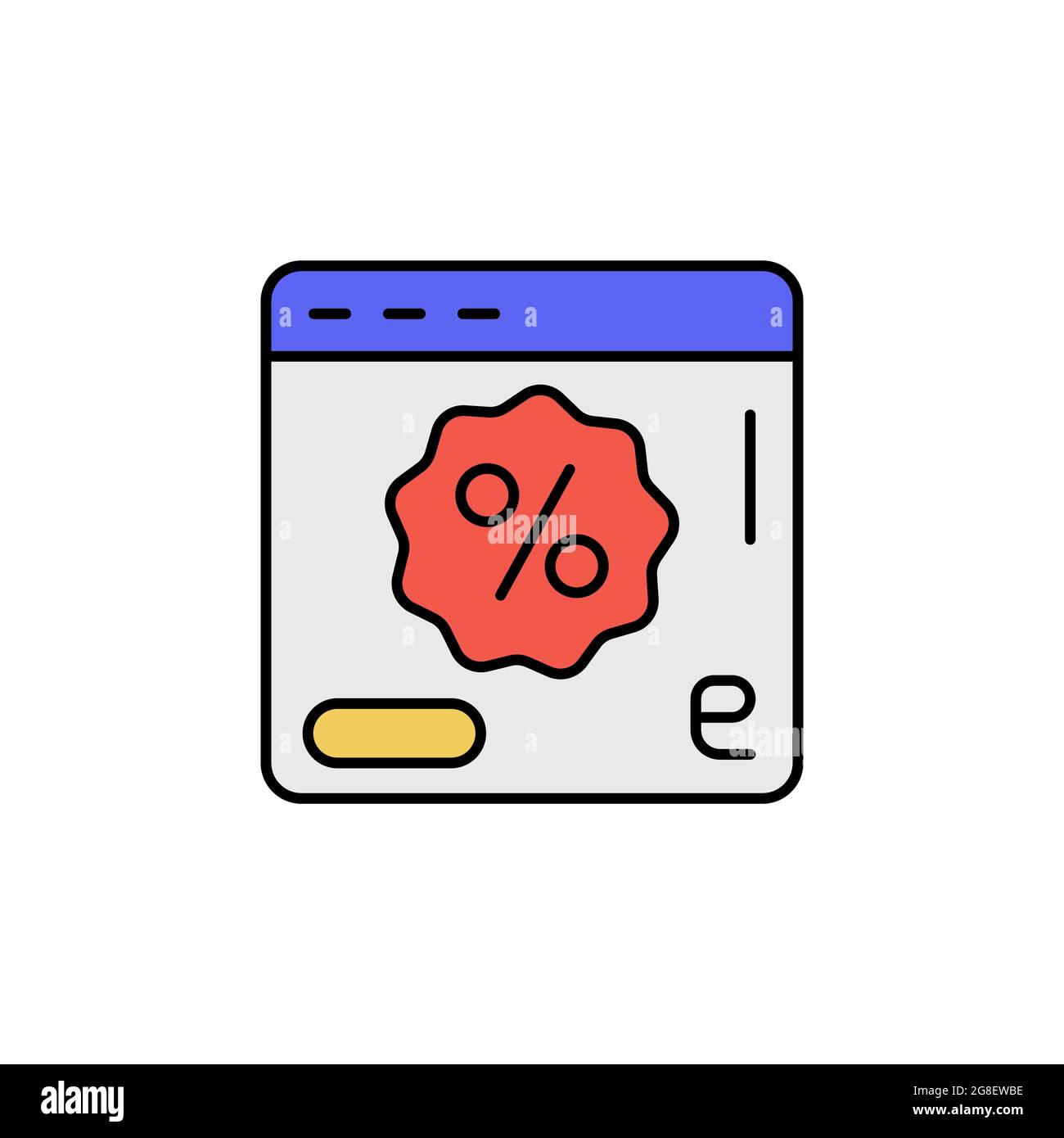 E-commerce web site, page, discount, button color vector icon Stock ...