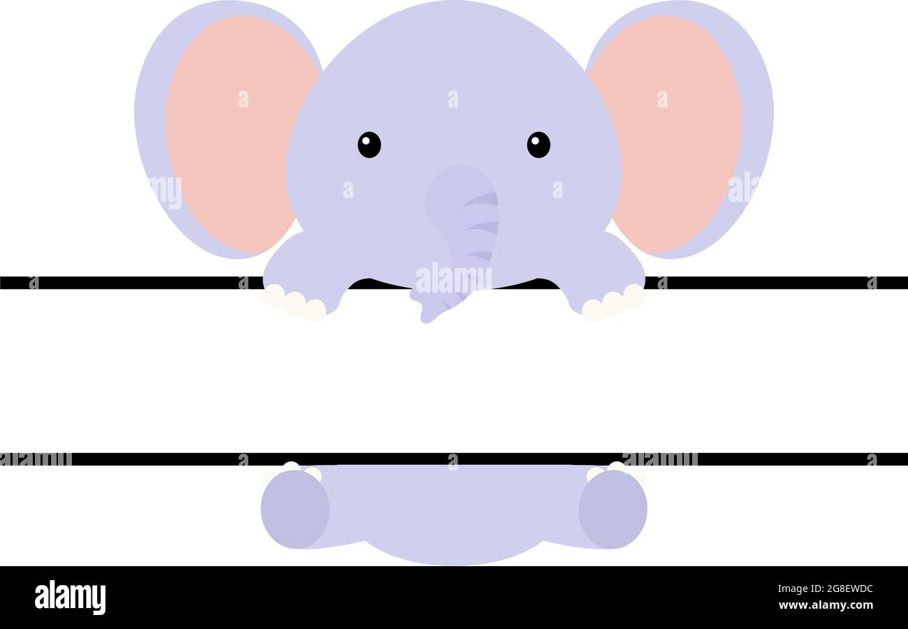 Cute elephant split monogram. Funny cartoon character for shirt ...